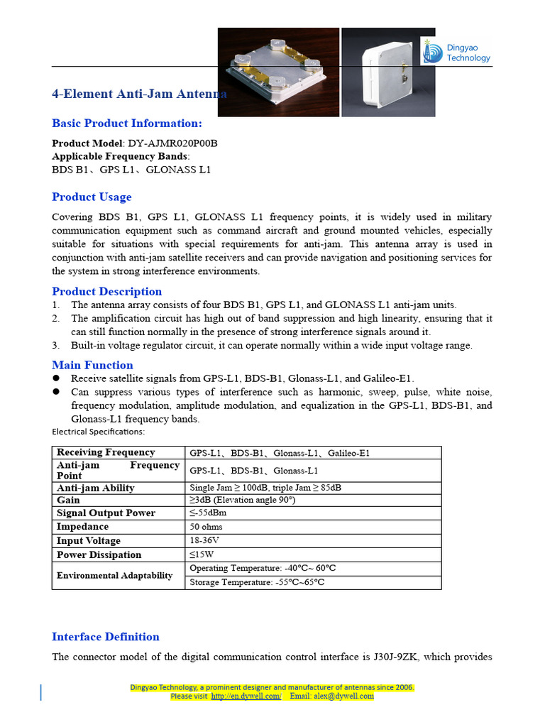 DY-AJMR020P00B 4-Element Anti-Jam Antenna | PDF | Antenna (Radio ...