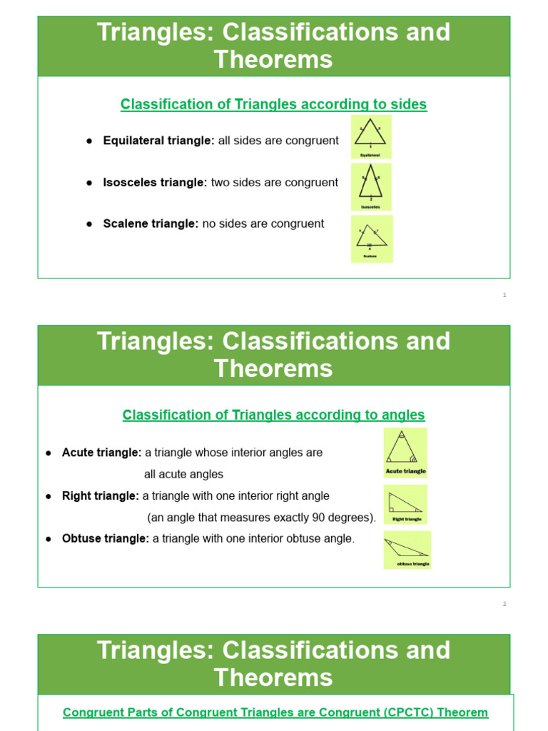 03 Triangles Classifications and Theorems | PDF | Triangle | Classical ...