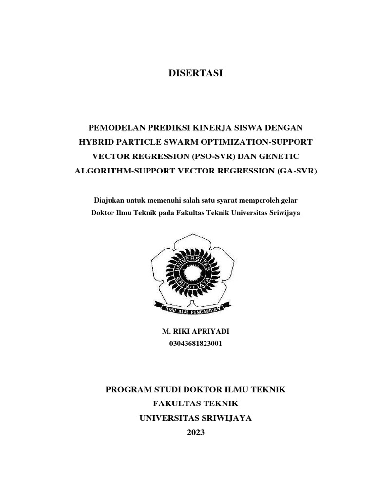 Prediksi Kinerja Siswa dengan PSO-SVR | PDF