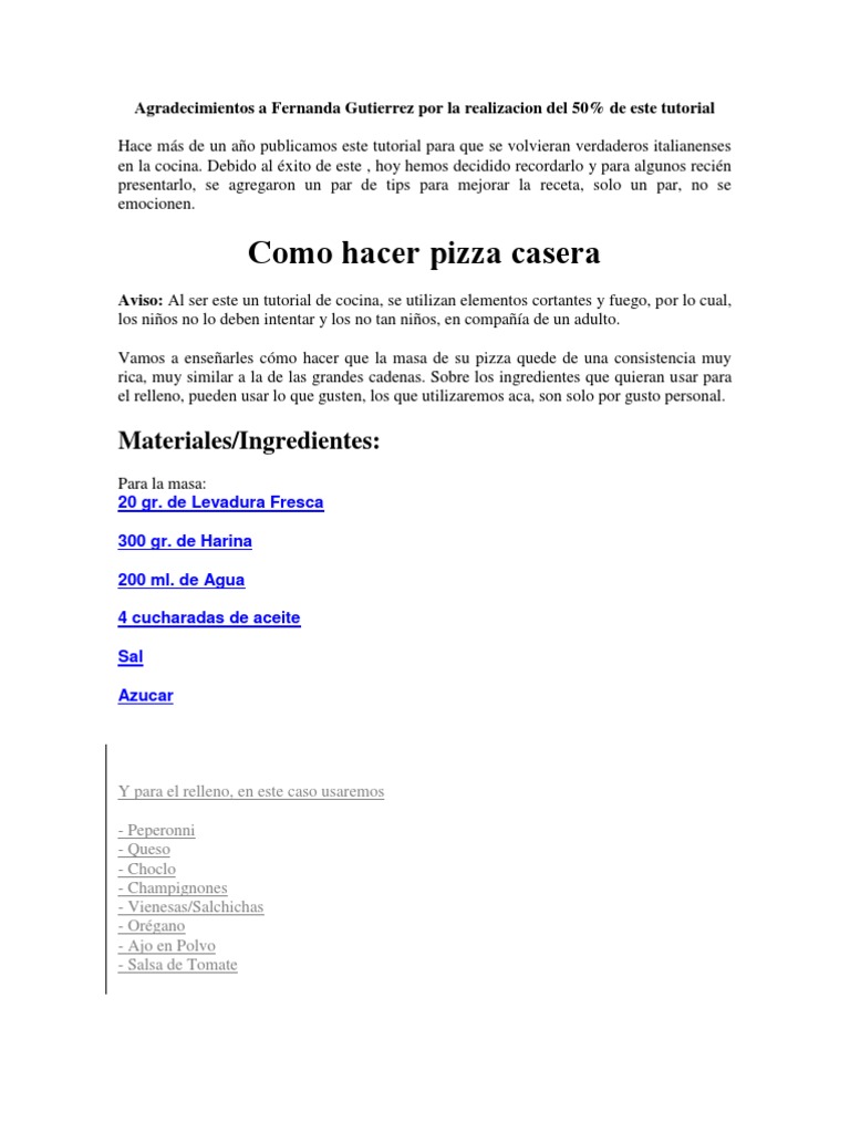 Como Hacer Una Pizza | PDF | Pizza | Queso