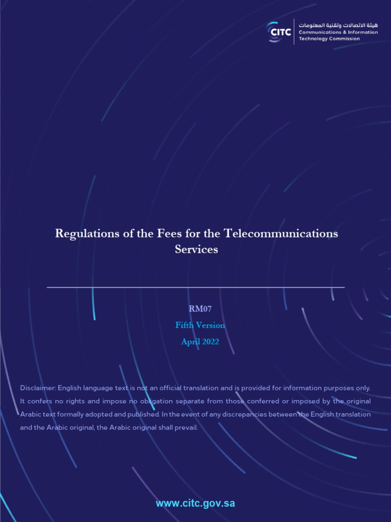 RM07 VER.5 Regulations of The Fees For The Telecommunications Services ...