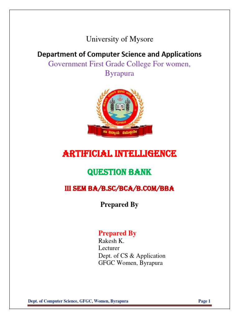 Artificial Intelligence Question Bank - 2 - Rakesh | PDF | Artificial Intelligence ...