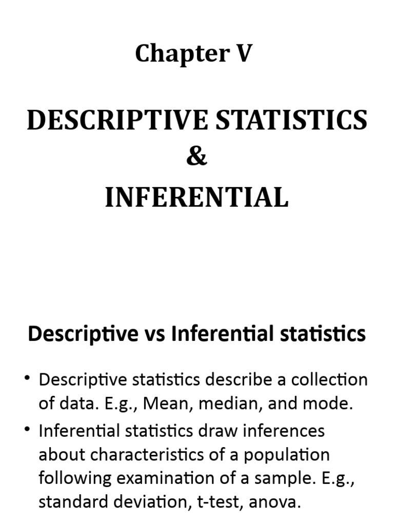 Chapter 5 Descriptive Inferential Statistics | PDF | Student's T Test ...