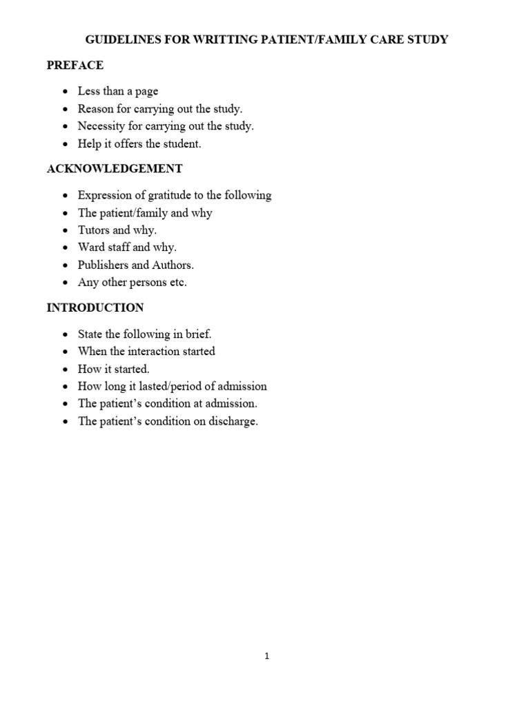 GUIDELINES FOR WRITTING PATIENT CARE STUDY New | PDF | Patient ...