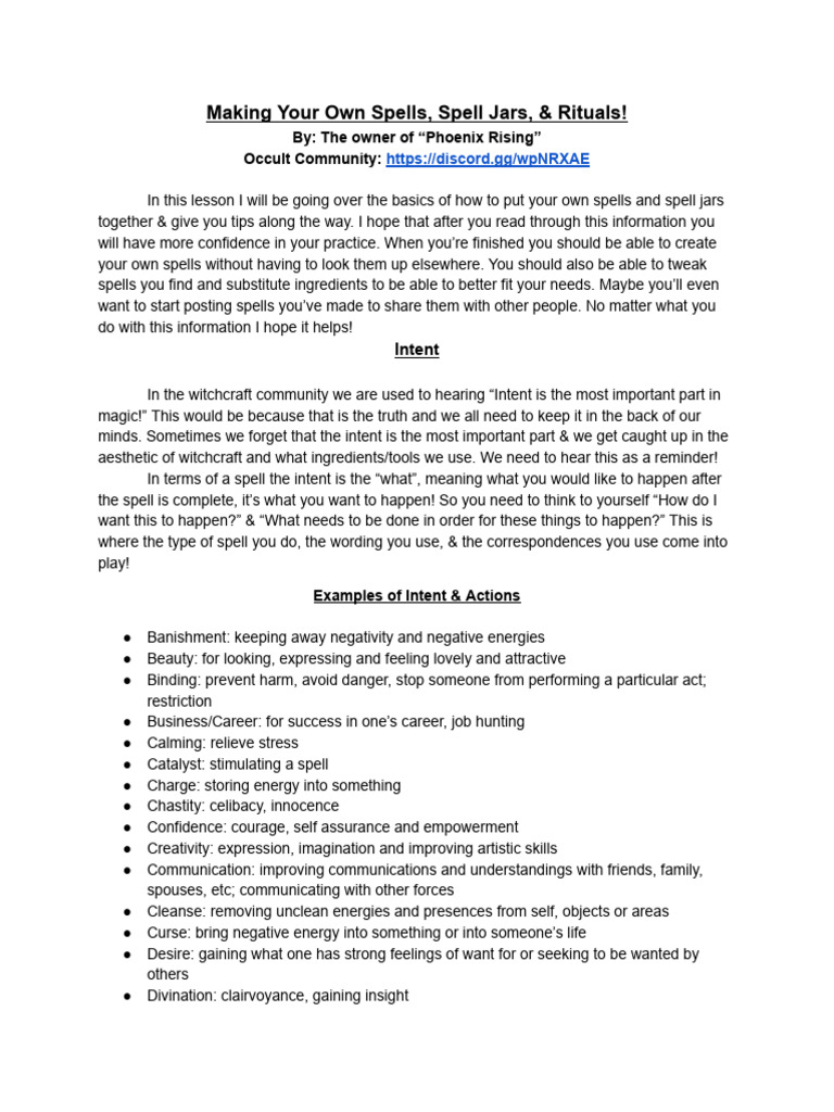 Making Your Own Spells, Spell Jars, & Rituals | PDF | Feeling | Emotions