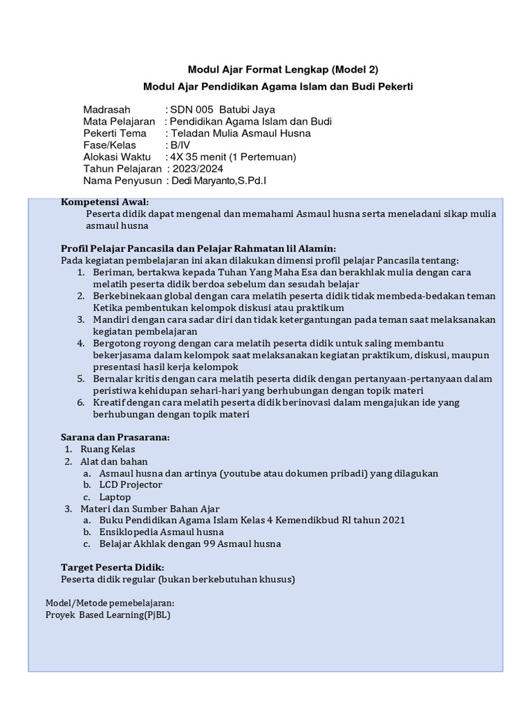 Modul PJBL Dedi | PDF