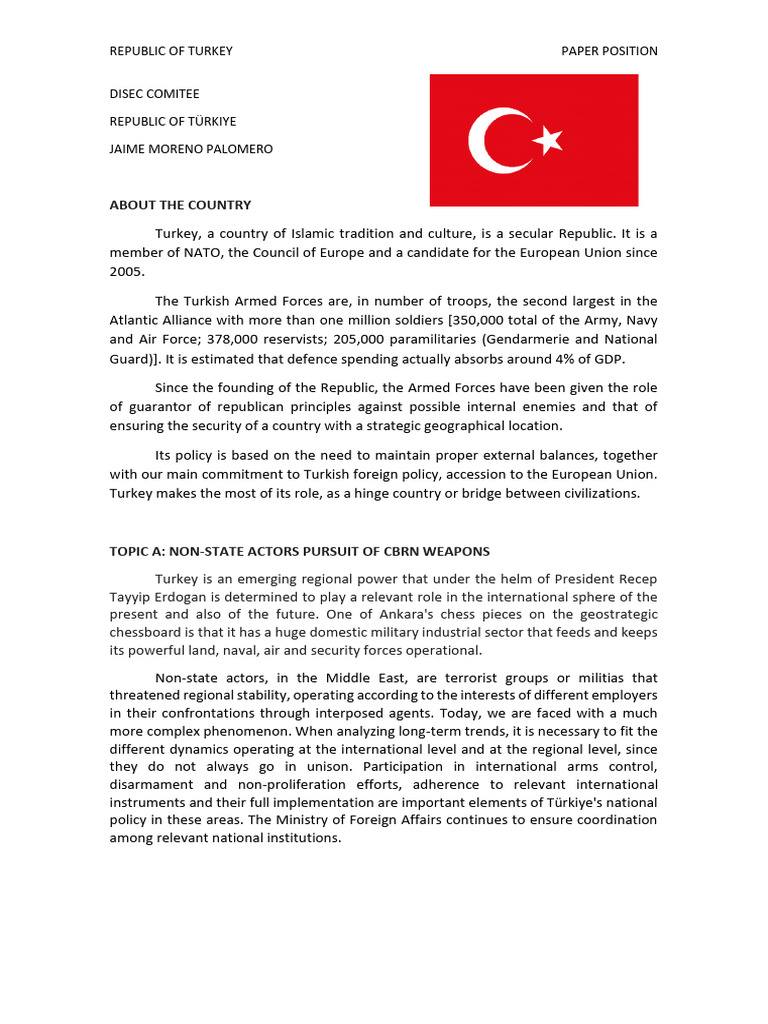 Position Paper - Turkey - by Jaime Moreno Palomero | PDF | Turkey ...