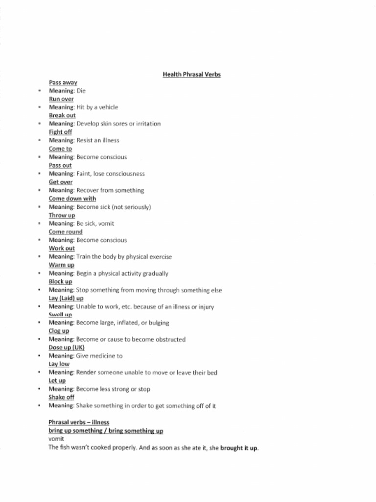 Phrasal Verbs - Health | PDF