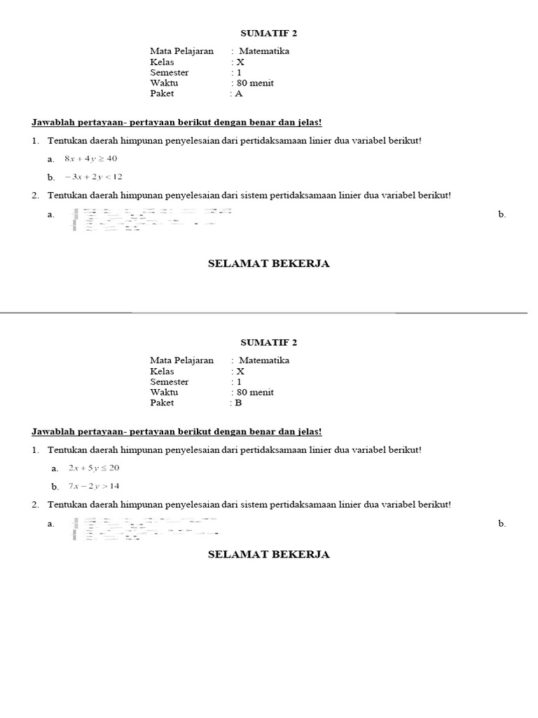 Sumatif 2 Matik Kelas X | PDF