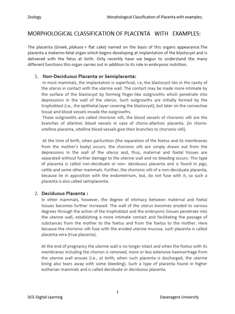 Morphological Classification of Placenta With Examples | Download Free ...