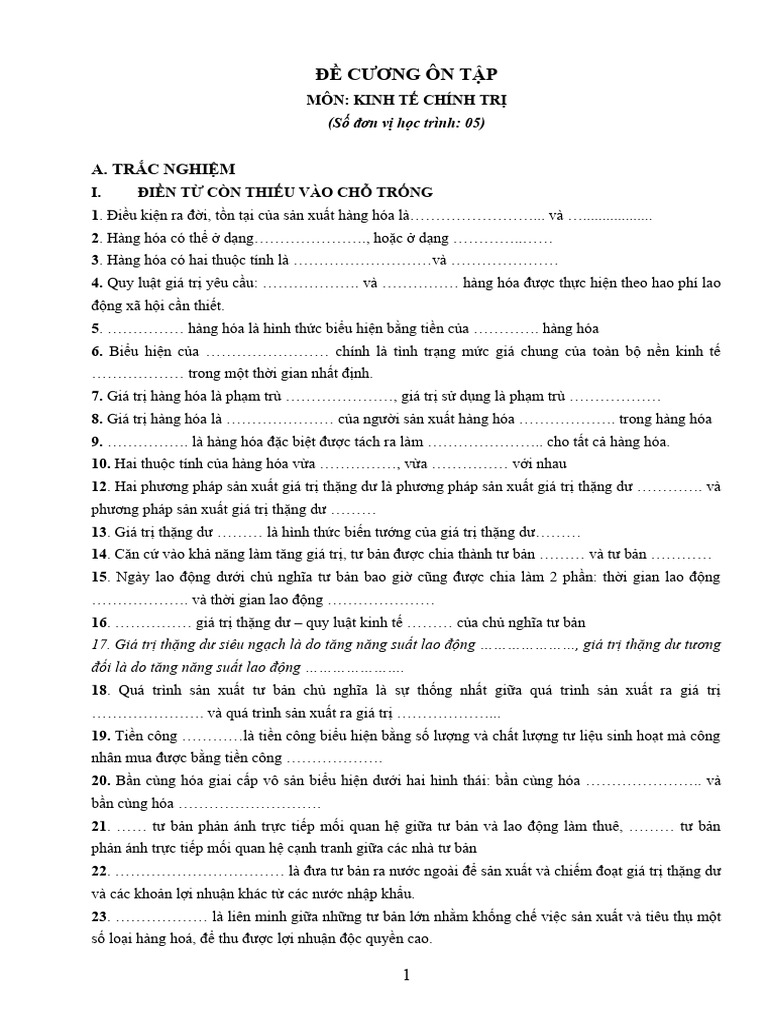 Tailieuxanh de Cuong on Tap Chuan 832 | PDF