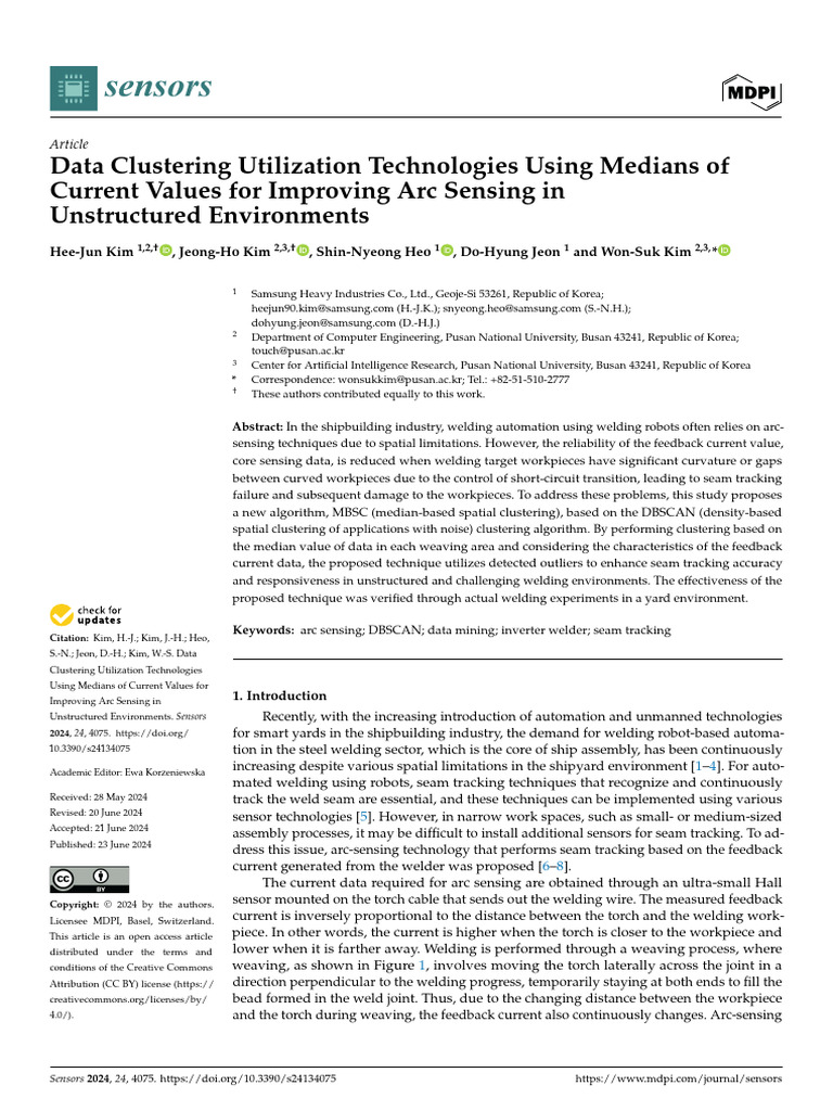 Sensors 24 04075 | PDF | Cluster Analysis | Welding