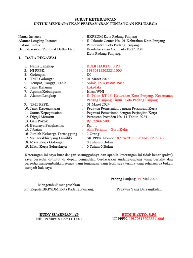 (A4 Draft) Blanko KP4 PPPK | PDF