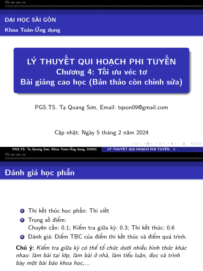 Lfi Thuyòt Qui Hoñch Phi Tuyòn CH Ïng 4: Tëi U Véc Tï Bài Gi NG Cao Hâc (B N TH O Còn Chønh S A ...