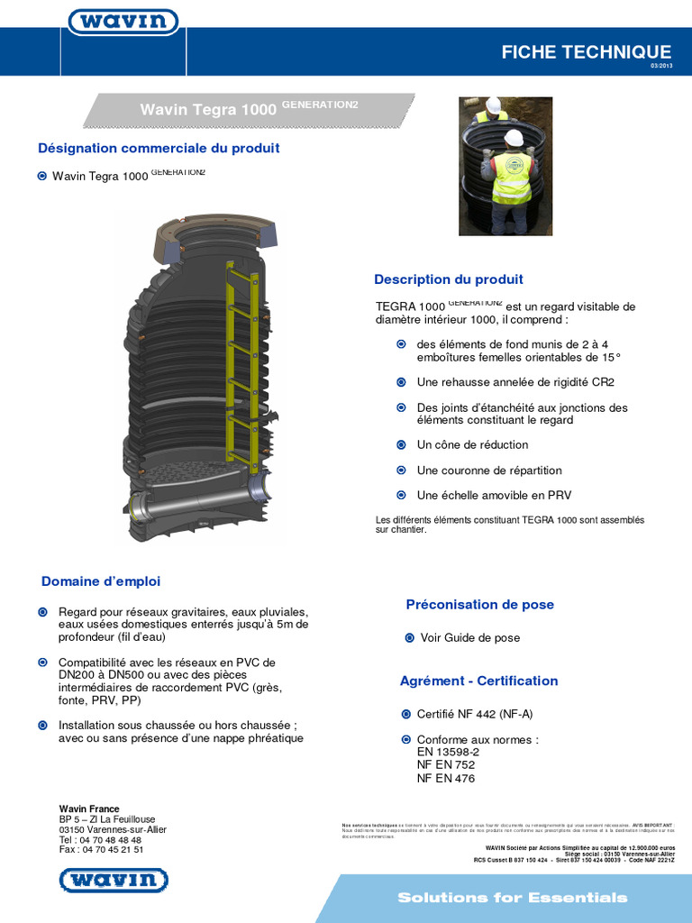 Fiche technique Wavin Tegra 1000 | PDF