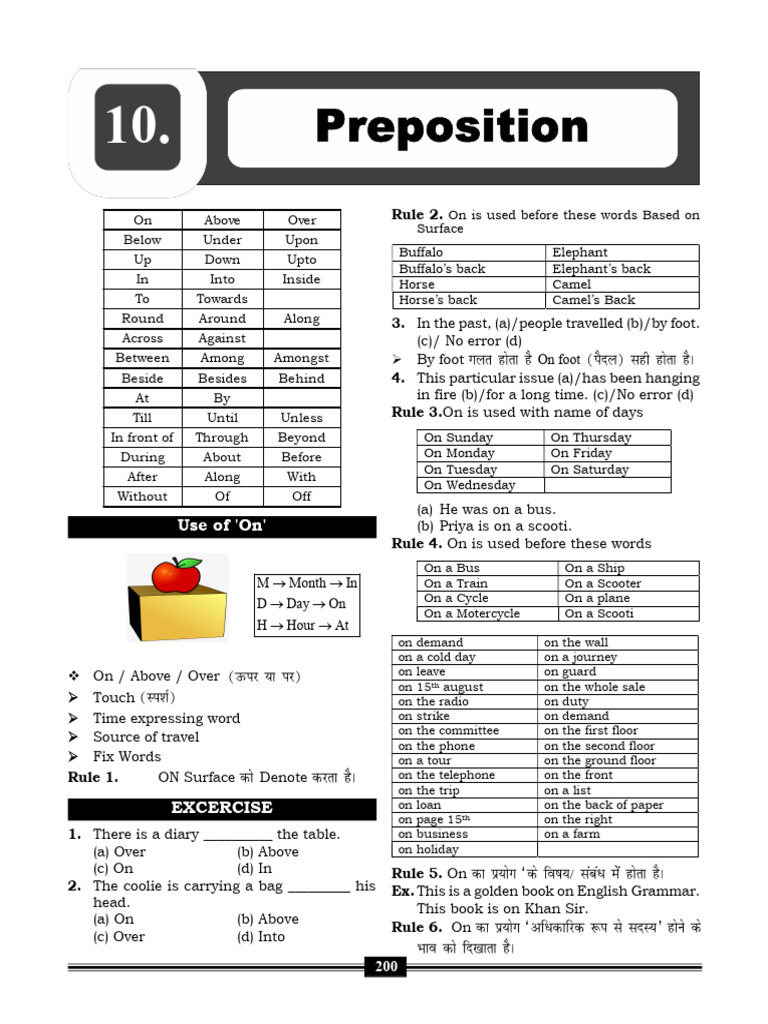 Preposition Print PDF | PDF | Adverb | English Language
