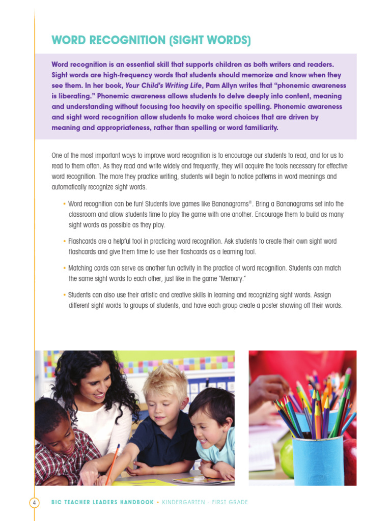 School Teacher Leaders Word Recognition | PDF | Learning Methods | Cognitive Science