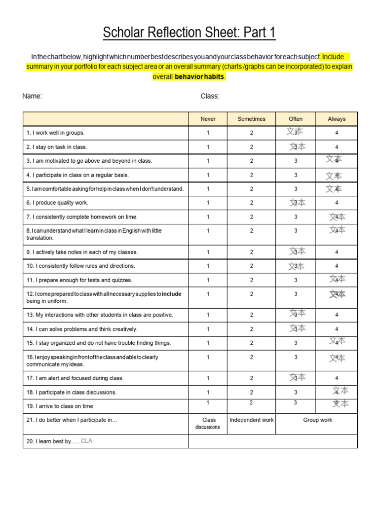 Middle School HC Scholar Reflection Binder | PDF | The Arts | Learning