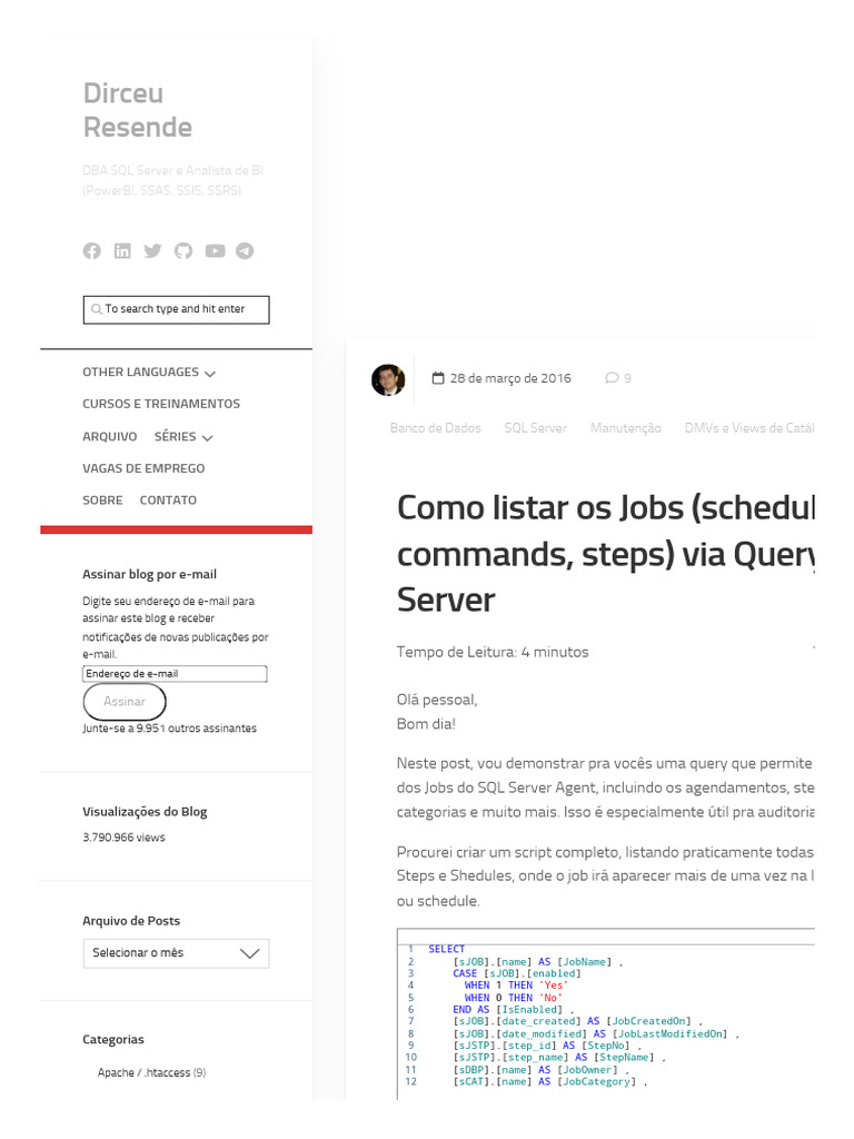 Como Listar Os Jobs (Schedules, Commands, Steps) Via Query No SQL ...