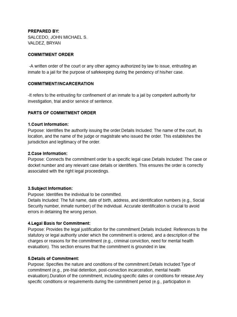 Commitment Order | PDF | Prison | Judiciaries