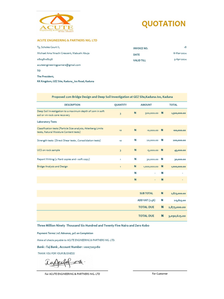 Acute Invoice KK Bridge and Deep Soil | PDF | Earth Sciences | Soil Science
