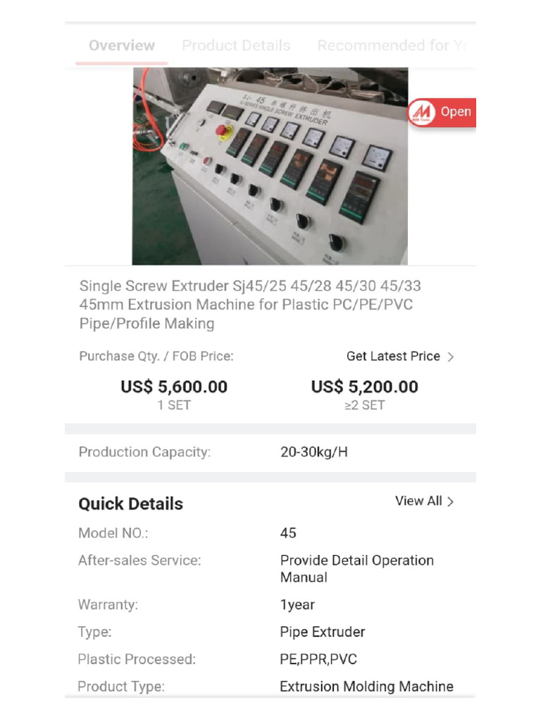 sj-45 Single Screw Extruder Spec | PDF