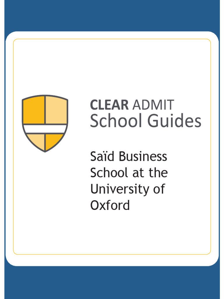 Oxford Said School Guide Clear Admit 2015 | PDF | Master Of Business ...