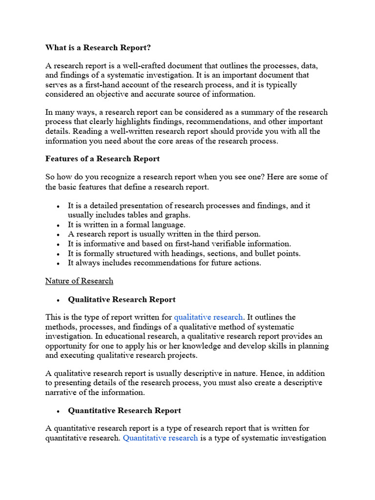 What Is A Research Report | PDF | Methodology | Chart