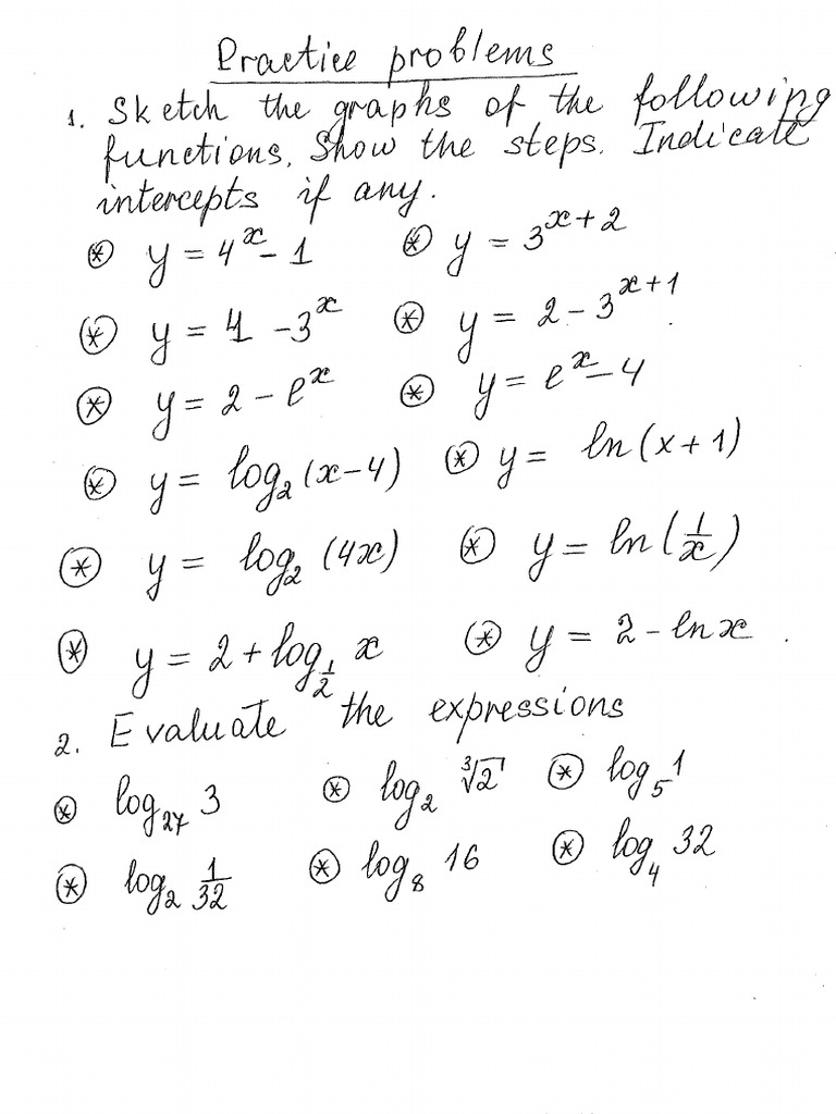Practice problems_4_Exponential and logarithmic | PDF