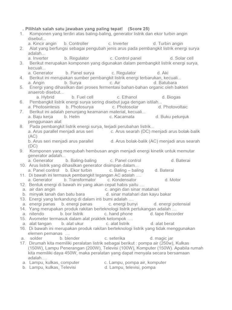 Soal Instalsi Listrik KLS 9 | PDF