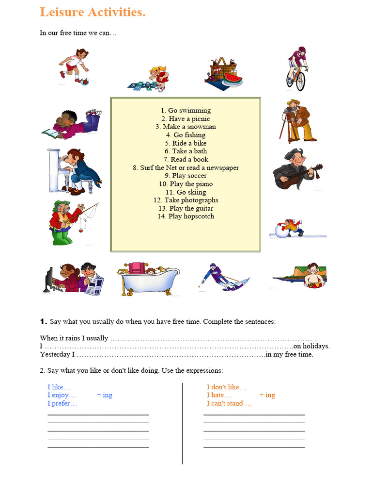 Leisure Activities Activities Promoting Classroom Dynamics Group Form ...