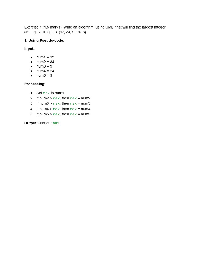 Using Pseudo-Code: Input:: Max Max Max Max Max Max Max Max Max Max ...