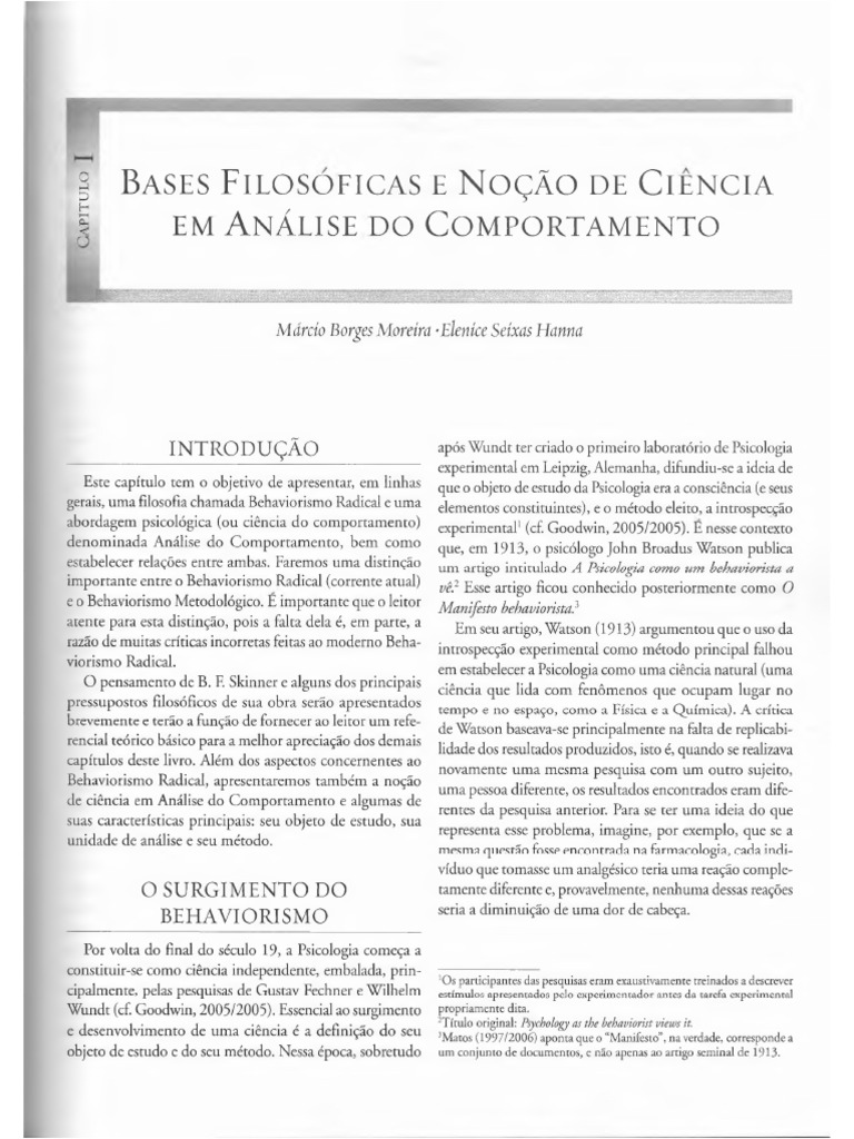 1.leitura 1 - Bases Filosóficas Analise Do Comportamento - MOREIRA ...