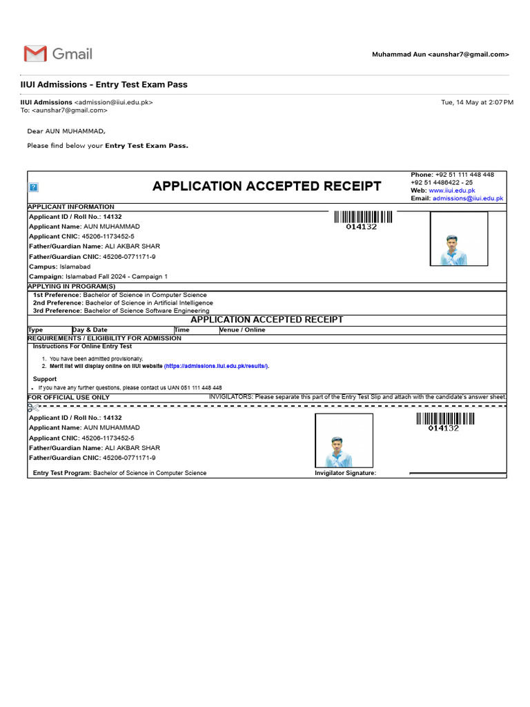 IIUI Admissions - Entry Test Exam Pass | PDF | Computer Science | Computing