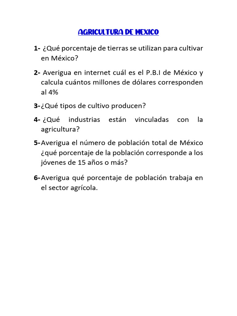 Agricultura y Economía en México | PDF | México | Agricultura