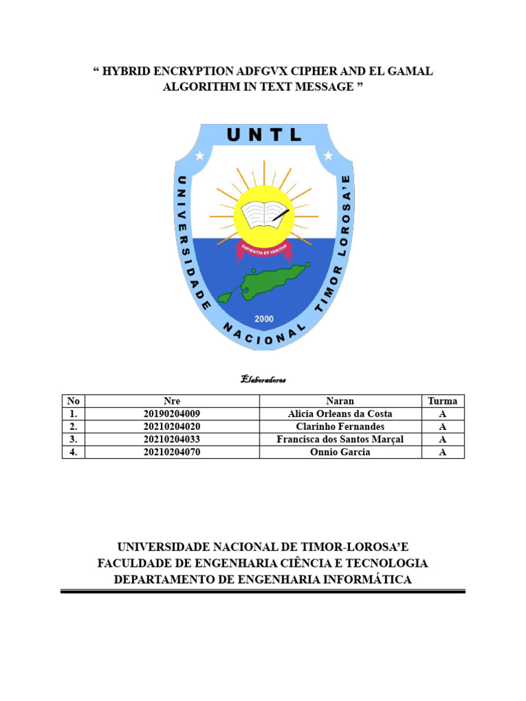 Cifrado ADFGVX y Algoritmo ElGamal | PDF | Secreto | Comunicaciones ...