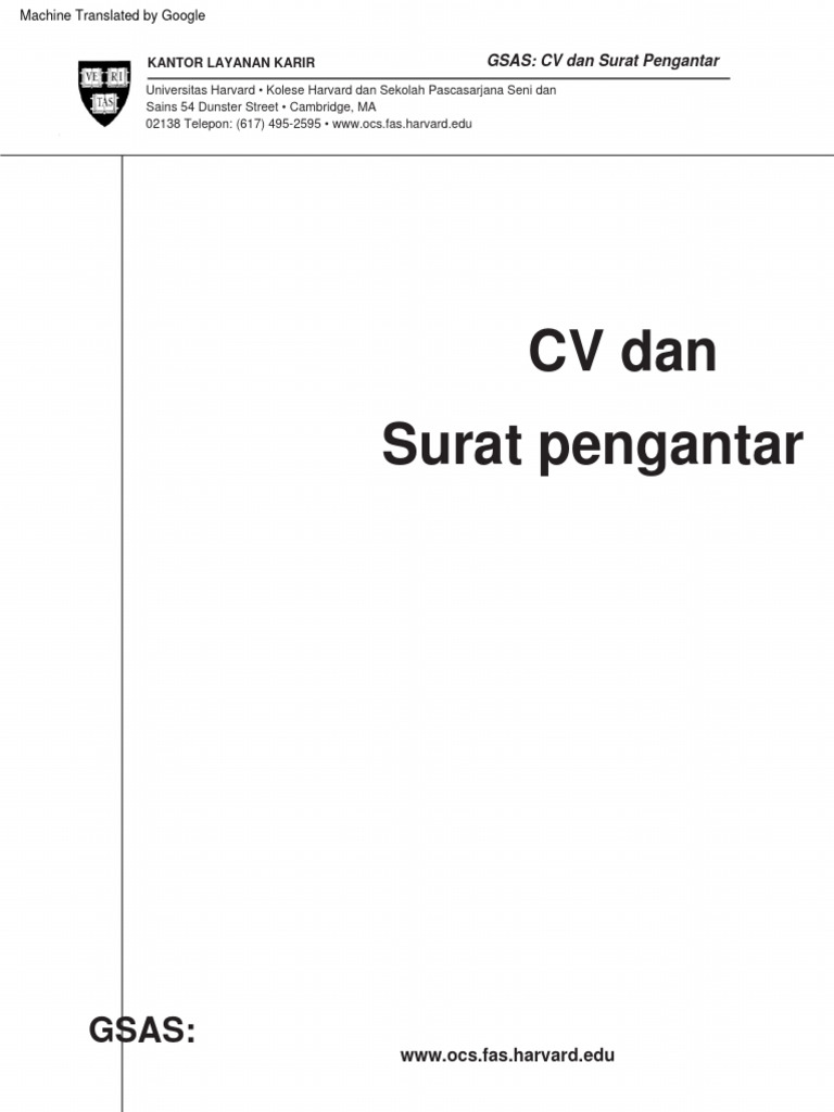 Harvard CVs and Cover Letters - 1 | PDF