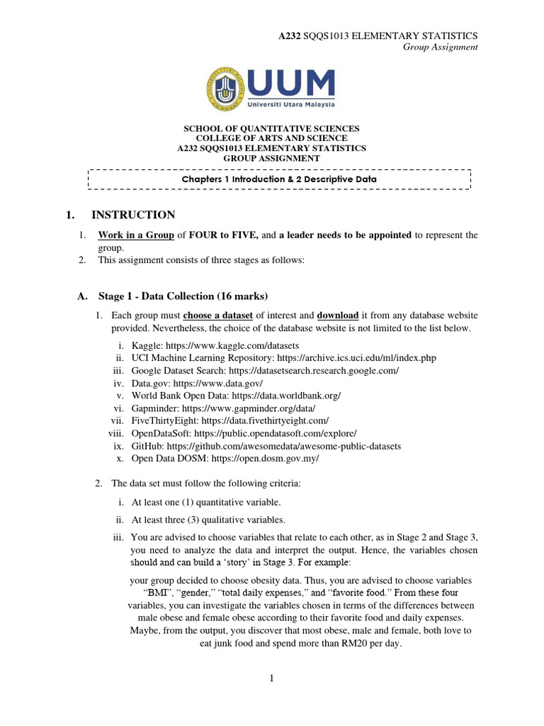 Lecturer - SQQS1013 A232 GROUP ASSIGNMENT INSTRUCTION | PDF ...