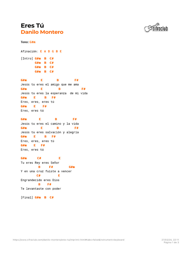 Eres Tú - Danilo Montero - Acordes | PDF