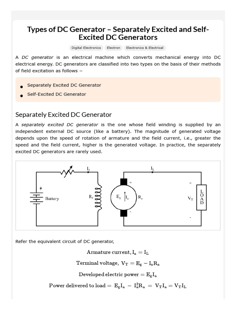 Types of DC Generators | PDF | Electric Generator | Direct Current