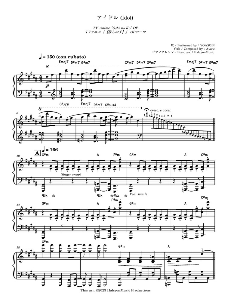 (HalcyonMusic) YOASOBI - Idol | PDF