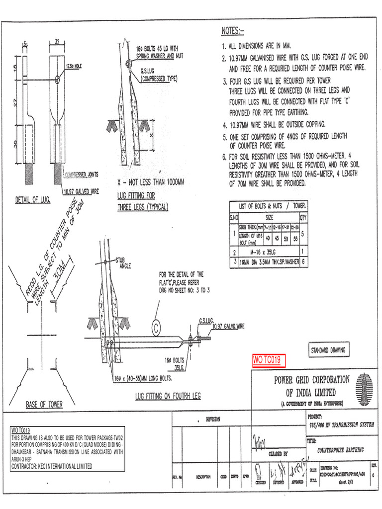 Counterpoise Earthing Drawing-4 (Normal 30Mtr Each) | PDF