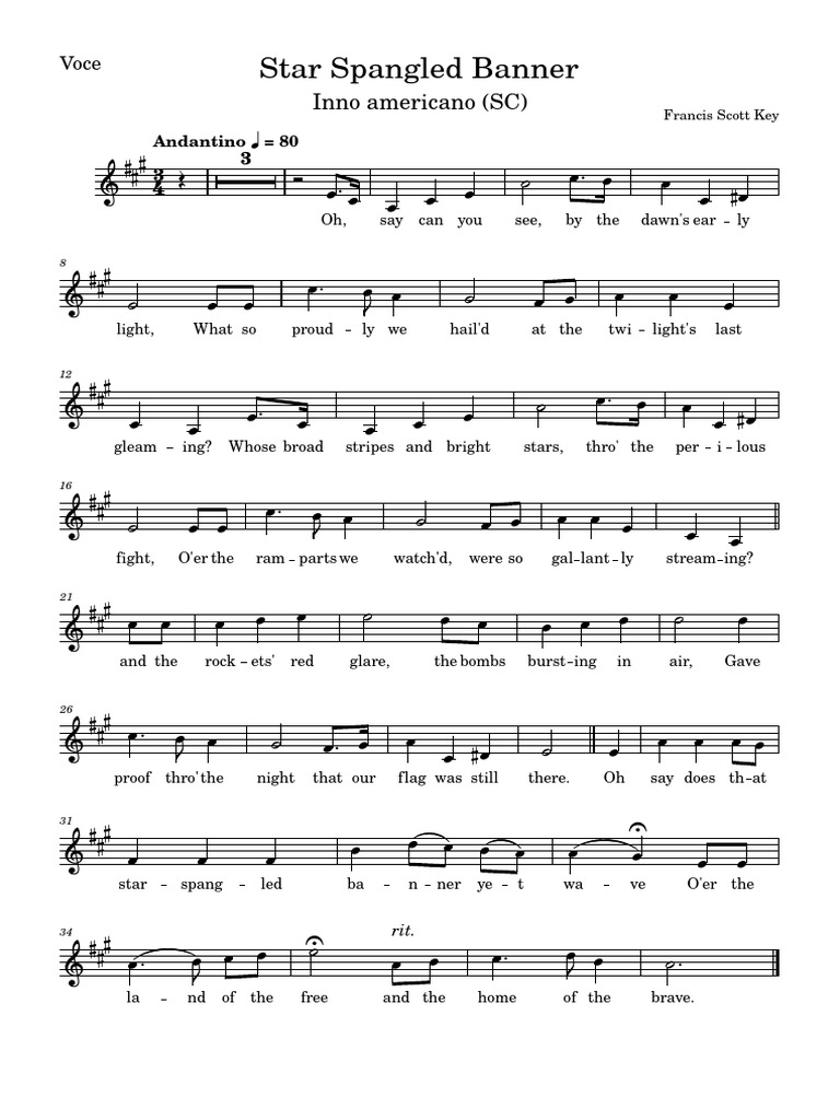 Inno Americano (SC) - Voce | PDF