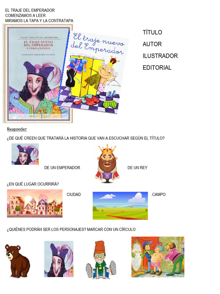 Actividades El Traje Del Emperador 4B | PDF | Libros para adolescentes ...