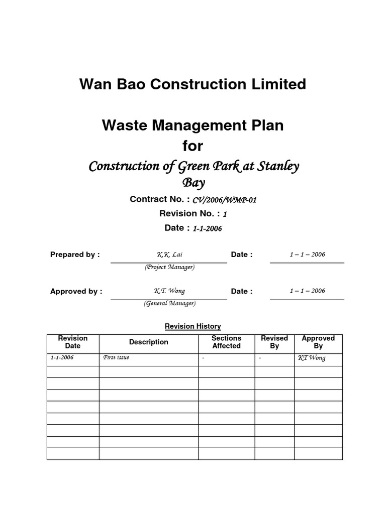 Waste Management Plan | Download Free PDF | Waste | Recycling