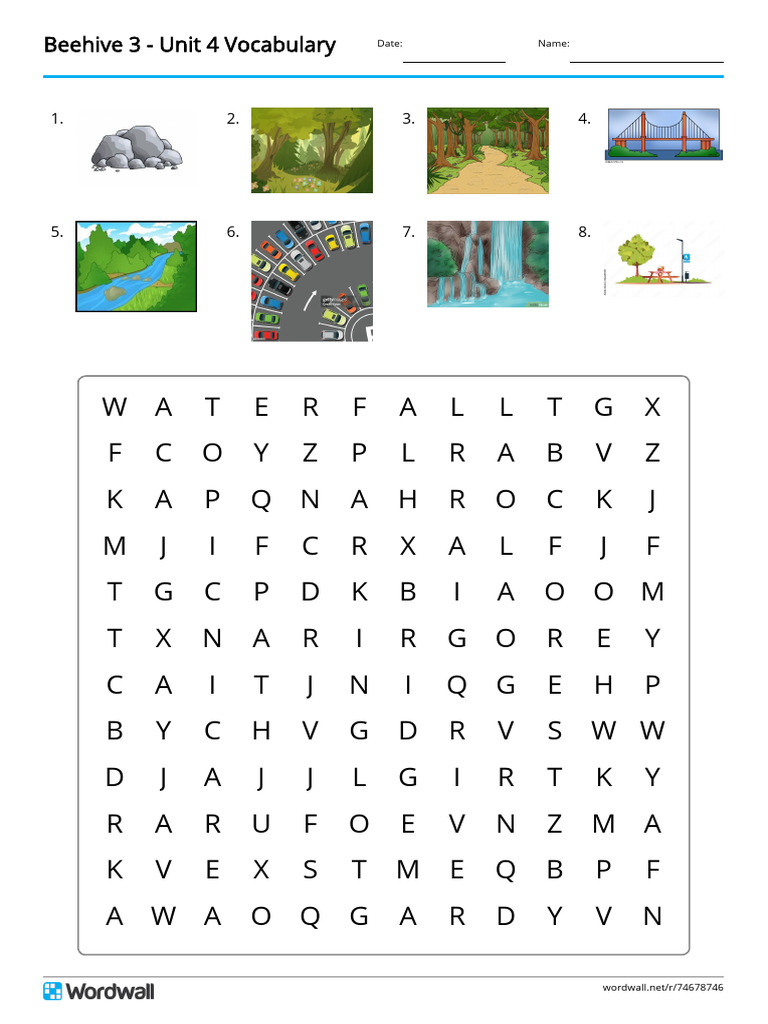 Beehive 3 Unit 4 Vocabulary Wordsearch | PDF