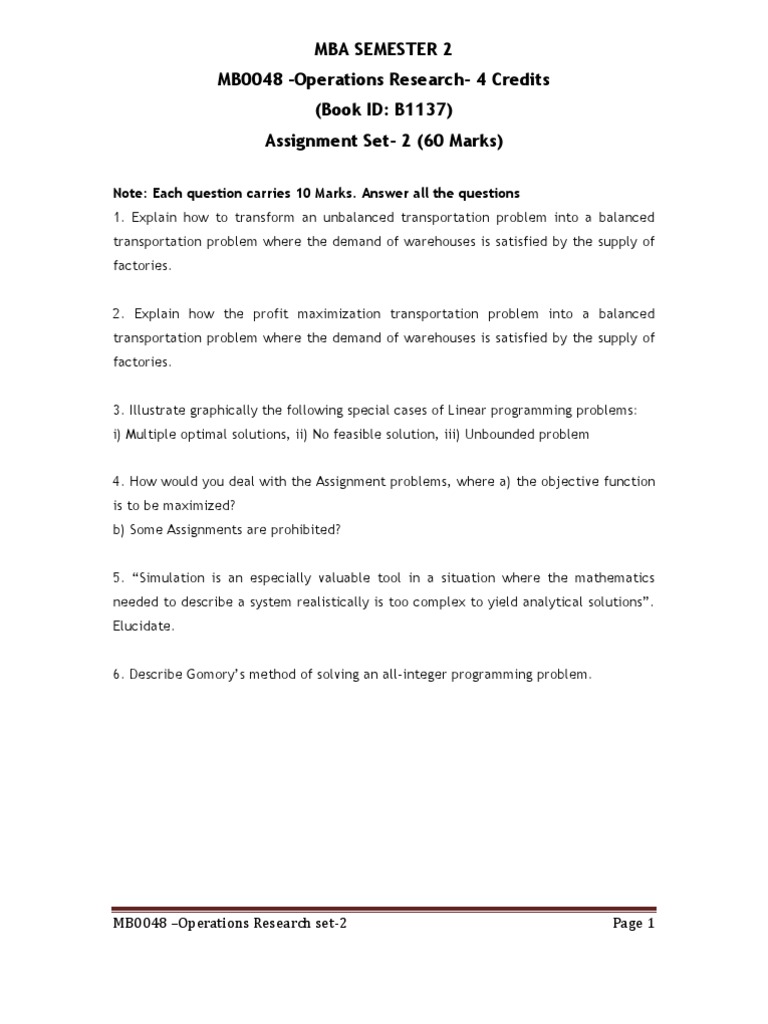 MB0048 Set2 | PDF | Mathematical Optimization | Linear Programming