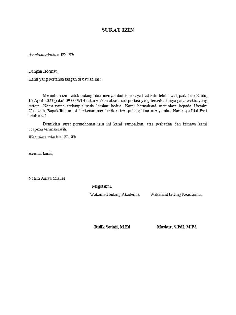 Surat Izin | PDF