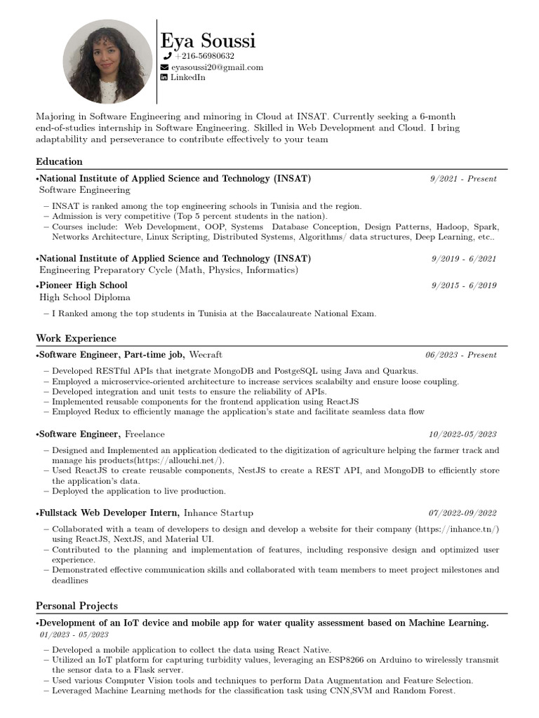 EyaSoussiResume | Download Free PDF | Machine Learning | Web Development