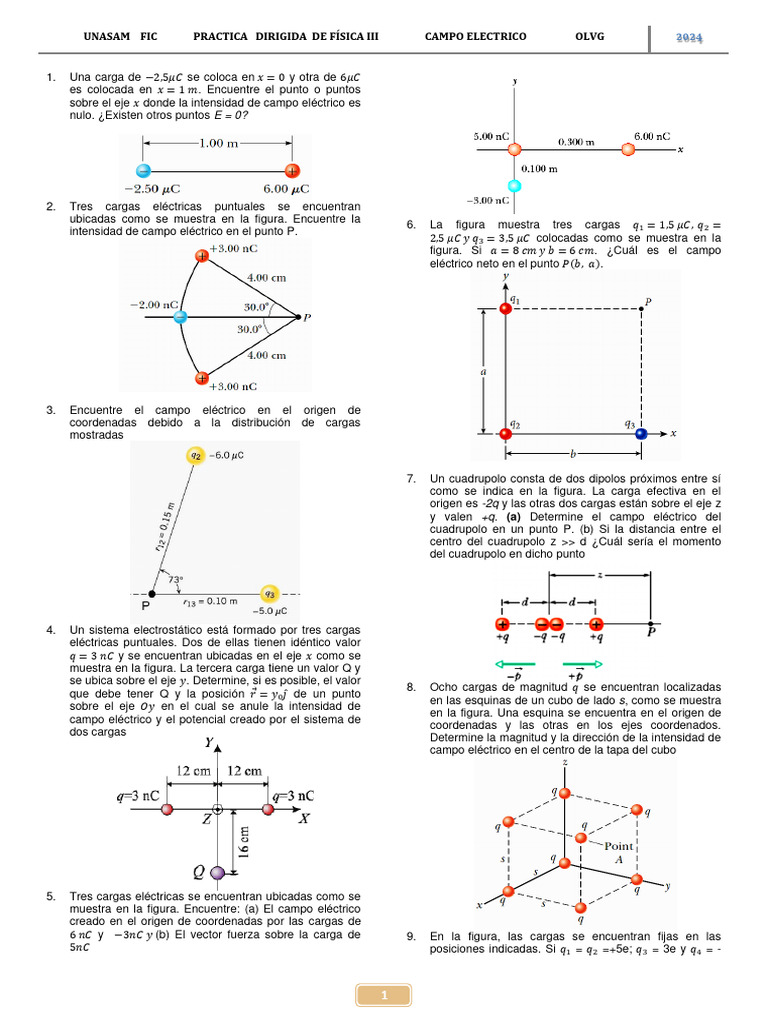 Practica Dirigida N 02 De Fisica Iii Campo Electrico Fic 2024 I Pdf